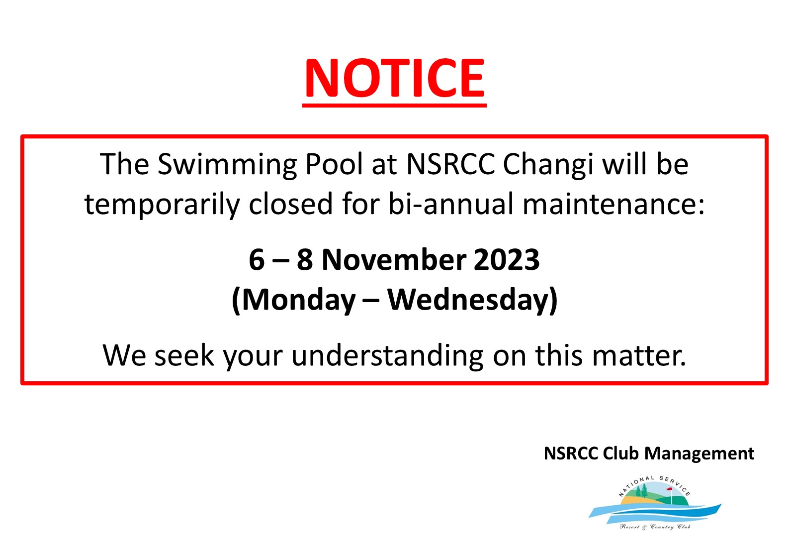 [Notice] Maintenance of Swimming Pool on 6 - 8 November | National ...